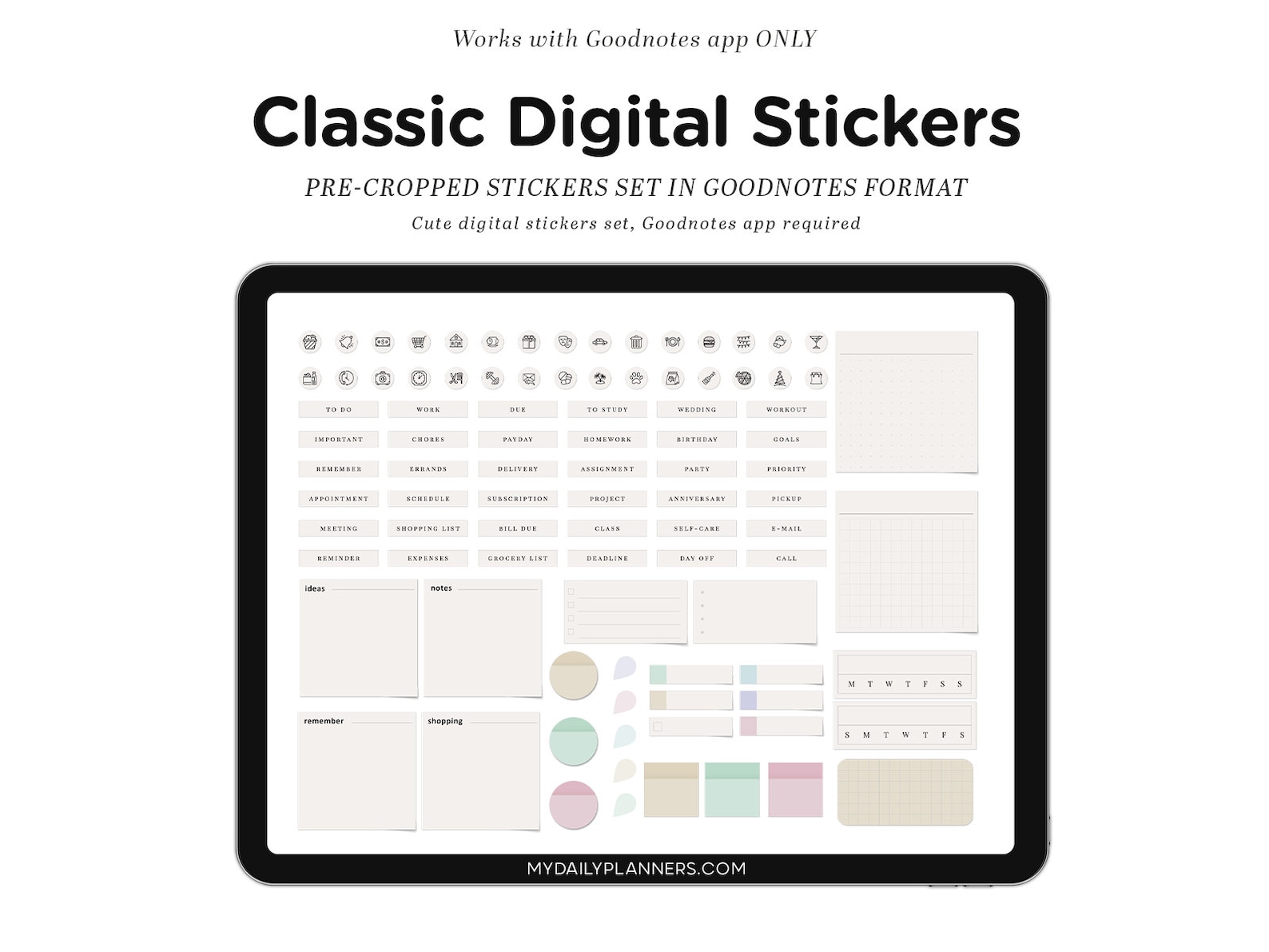 Classic Minimal Digital Planner Stickers Set for Digital Planning - Etsy