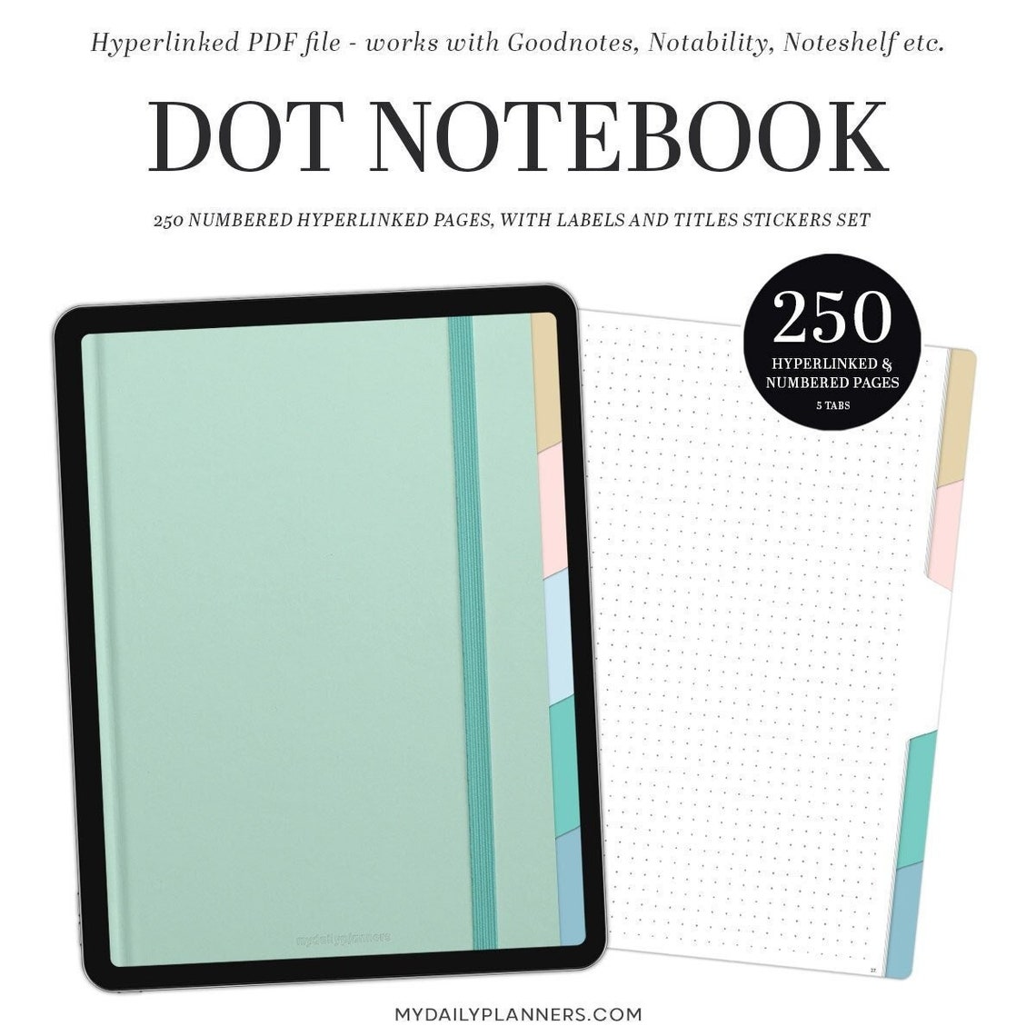 Digital Bujo Notebook 5 Tab Template Goodnotes Digibujo - Etsy