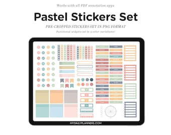 Digital Stickers for Digital Planning | Pastel Stickers Set Pre Cropped ...