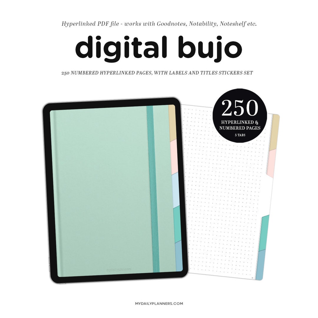 Digital Bujo Notebook 5 Tab Template | Goodnotes Digibujo Hyperlinked ...