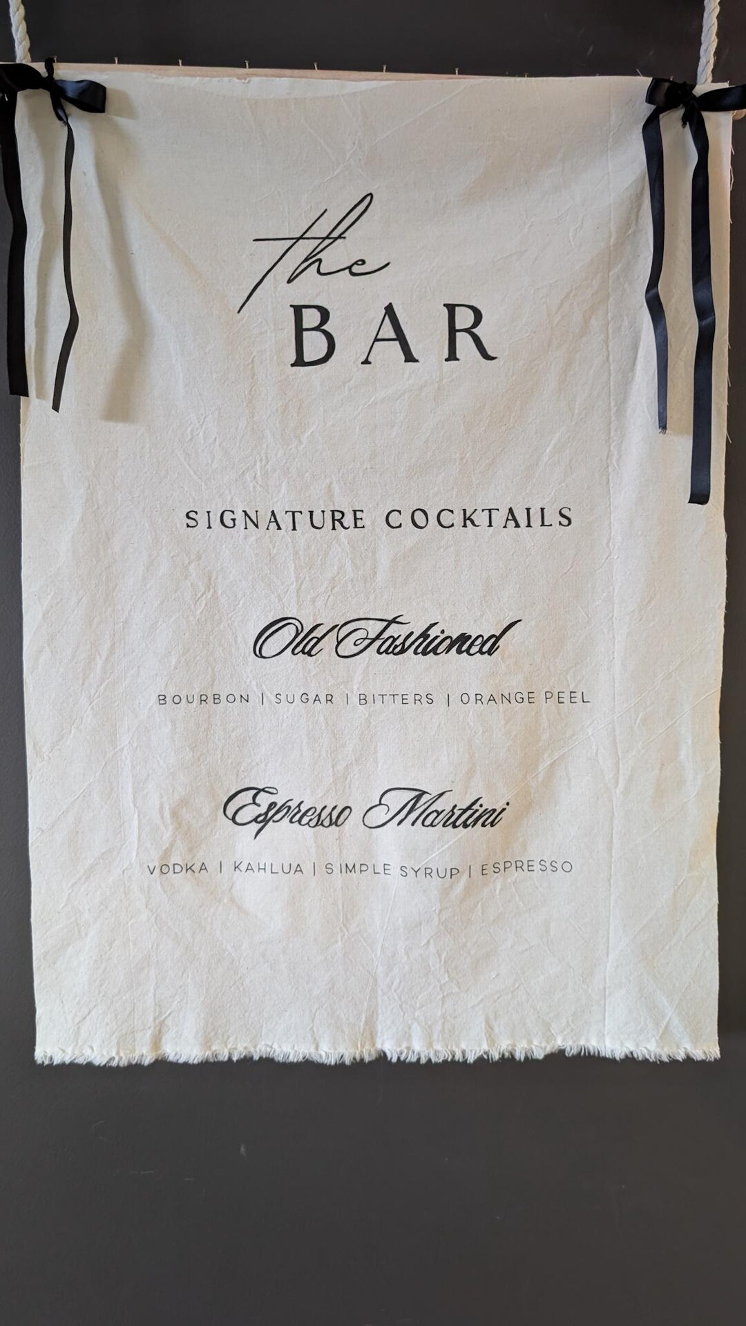 Signature Drink Sign | Hand Painted Linen Bar Menu | Hand Painted ...