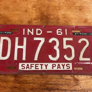 Choice of Vintage 1960's State of Indiana Automobile Car License Plates ...