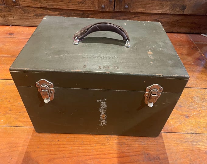 Authentic Vintage 1960's U.S. Army Military Green Painted Wood Box With ...