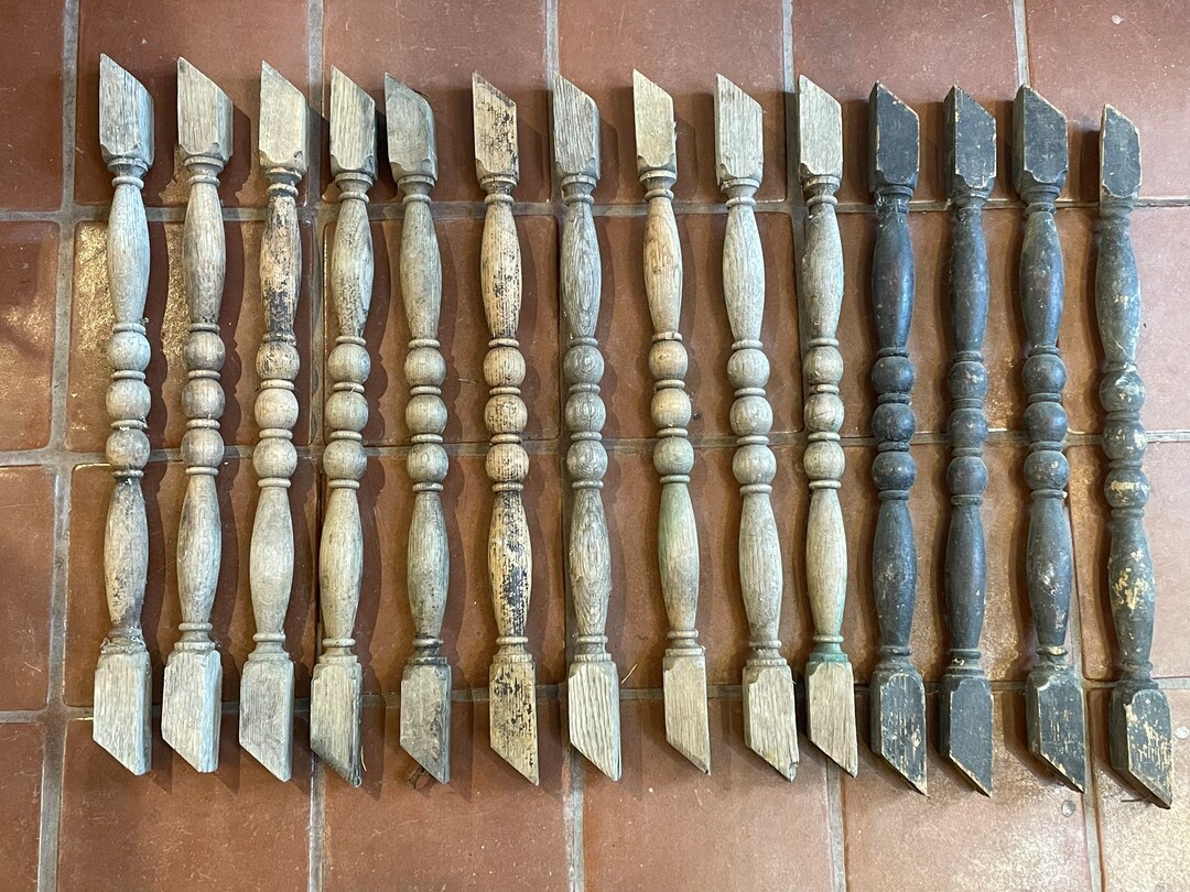 Quantity 14 Authentic Vintage Early 1900's Oak Wood Balusters Stairway ...