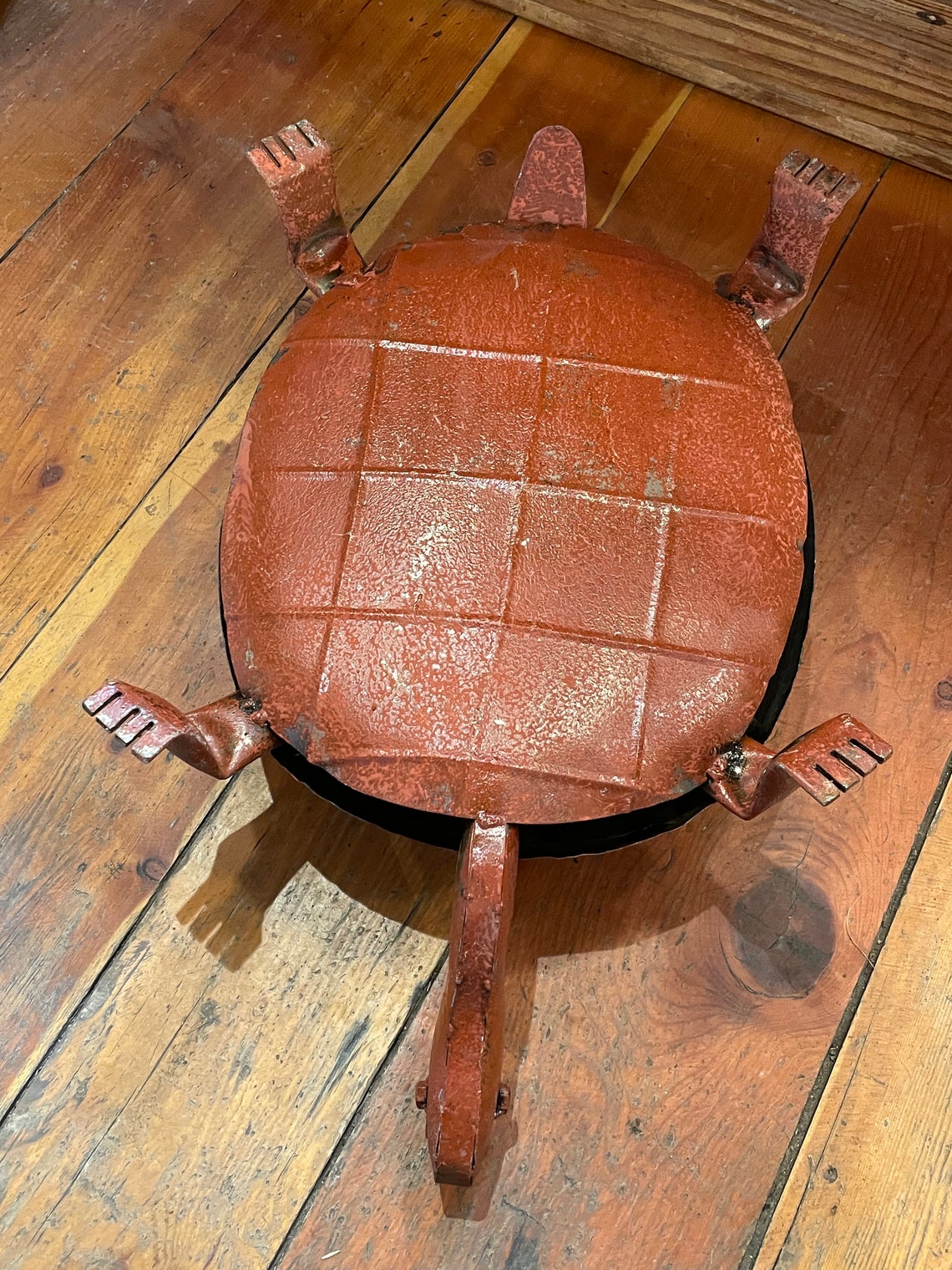 Authentic Handmade Cutout, Shaped & Welded Metal Turtle With Flowers ...