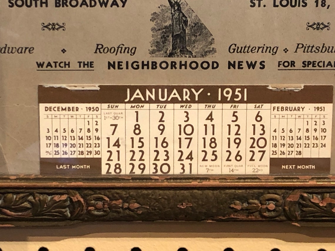 Vintage 1951 Calendar With Complete Pad Titled the Ski - Etsy