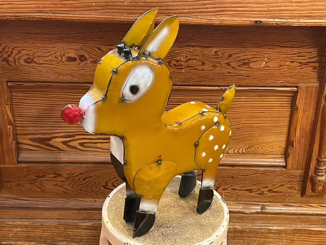 Authentic Handmade Rustic Cutout, Shaped & Welded Small Rudolph the Red ...