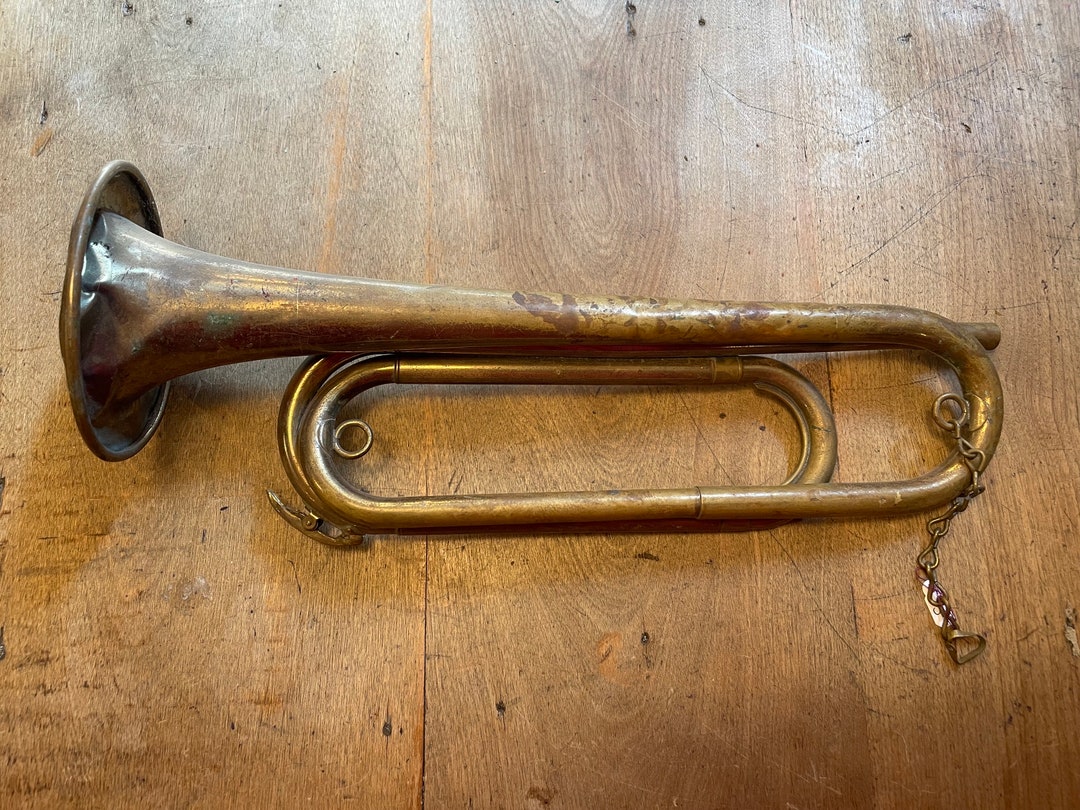 Authentic Vintage 1920's 1930's Brass Bugle Musical Instrument With ...