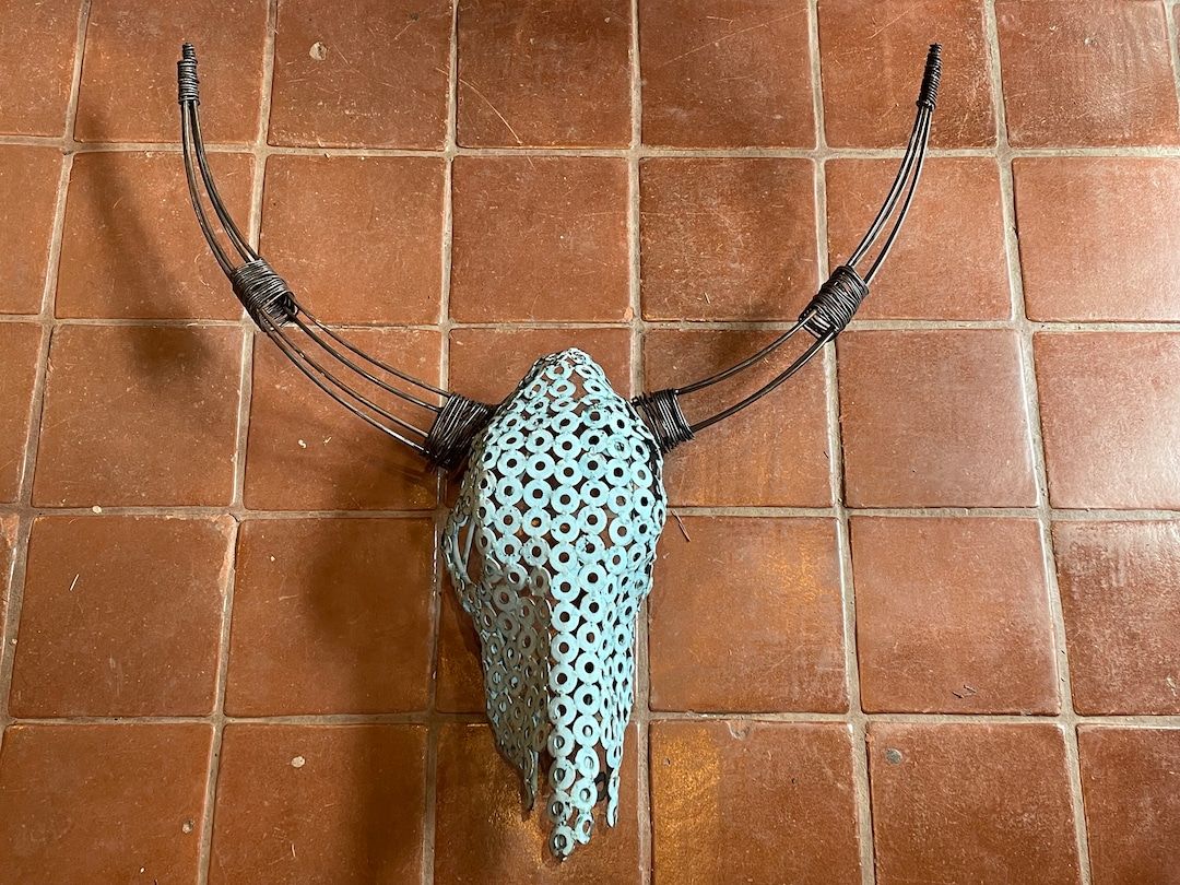 Handmade Rustic Western Style Longhorn Steer Skull/head Made From Metal ...