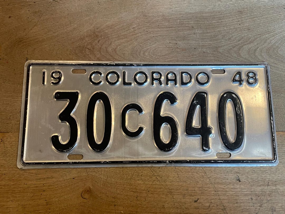 Vintage State of Colorado 1948 Silver & Black License Plate Tag Number ...