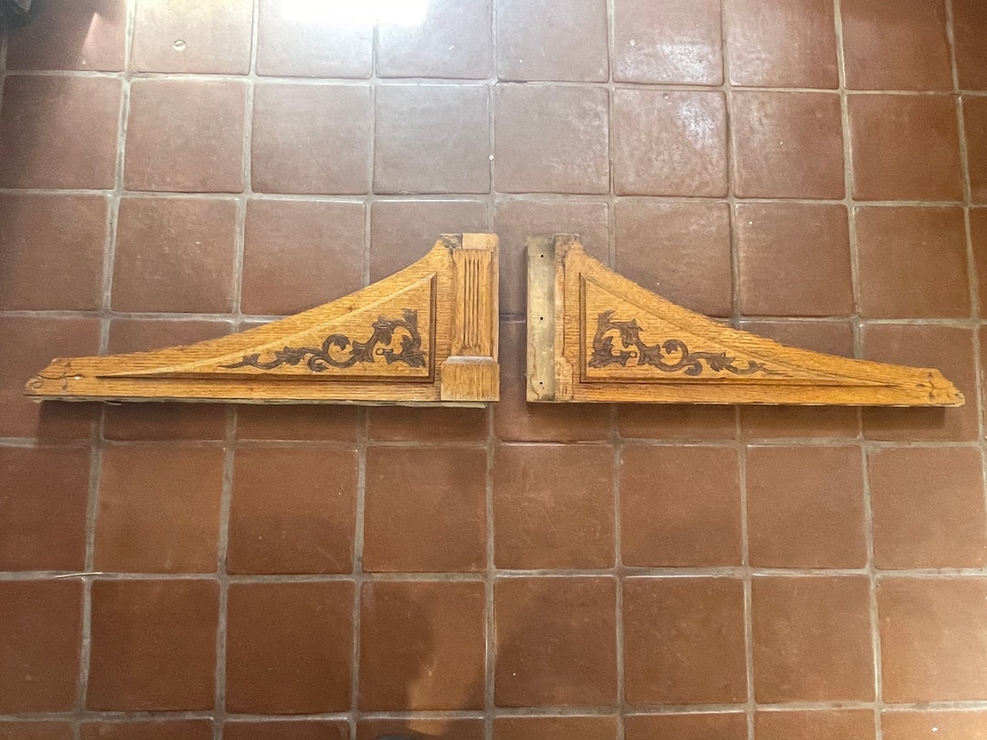 Authentic Vintage Early 1900's Pair Oak Triangular Slope Shape Panels ...