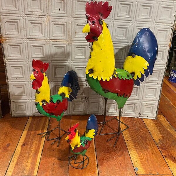 Metal Chicken Yard Art - Etsy