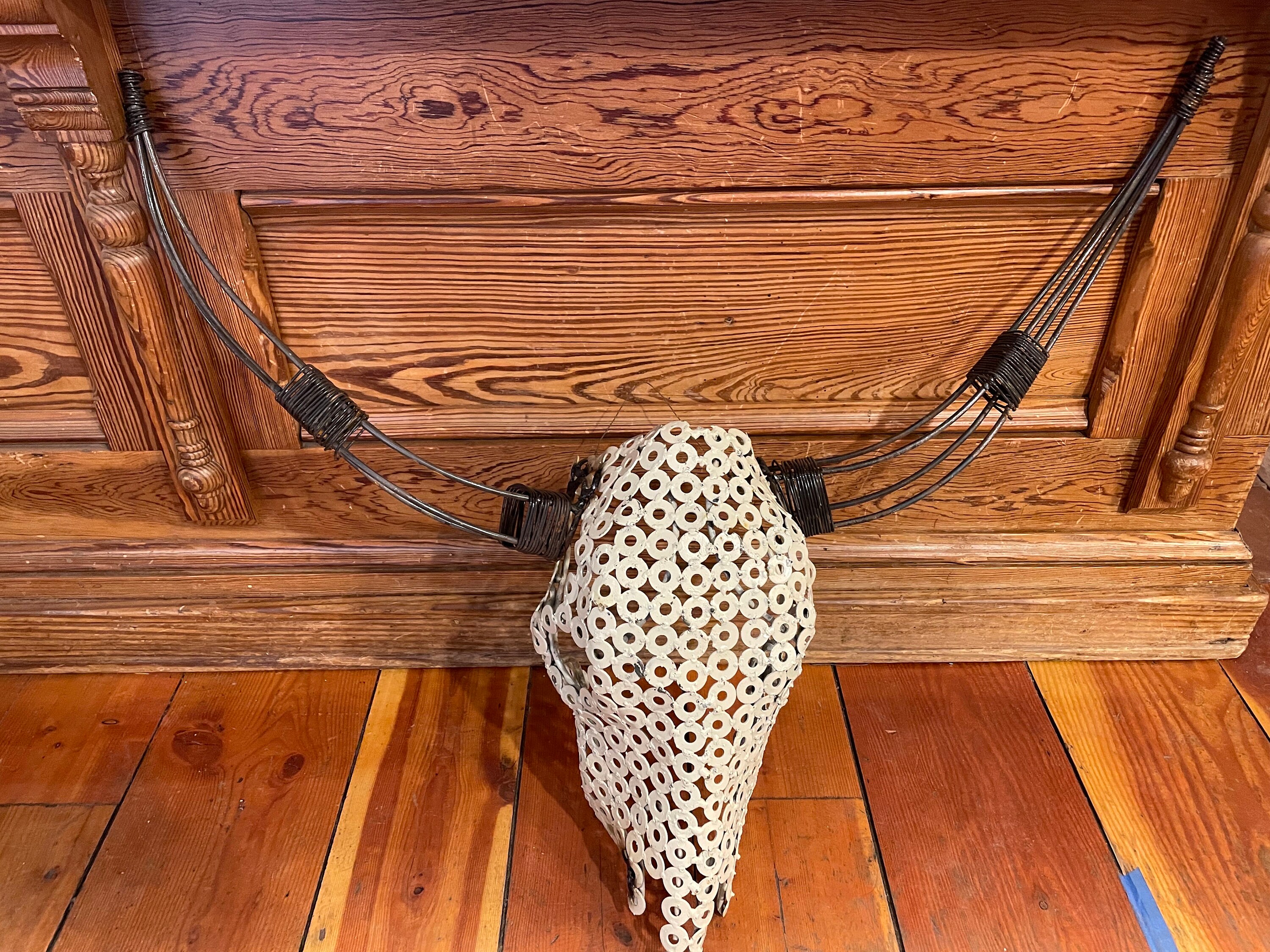 Handmade Rustic Western Style Longhorn Steer Skull/head Made From Metal ...