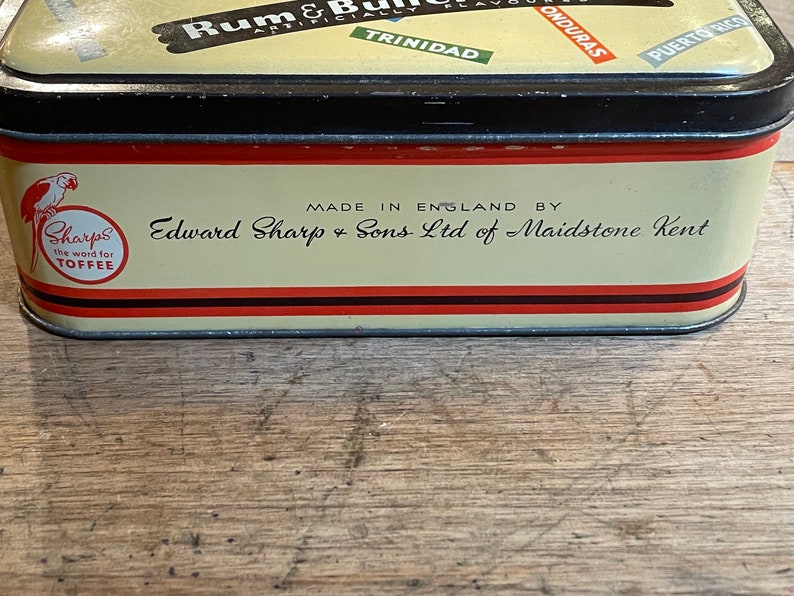 Vintage Sharp's Rum & Butter Toffee Tin – 1960s Caribbean Sailing Ship ...