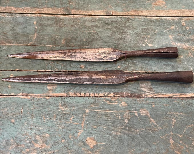 Pair Authentic Vintage 1950's - 1960's Hand Forged Metal Spear Double ...