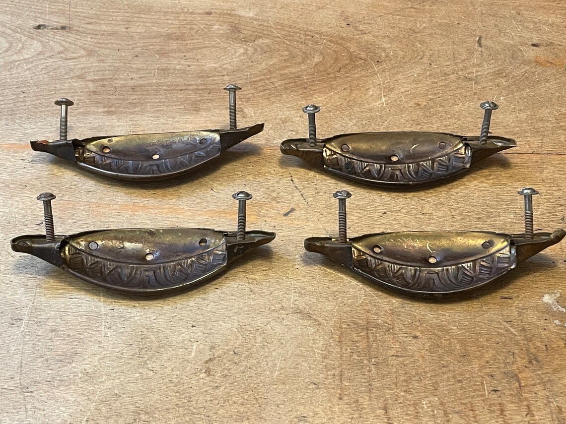 Authentic Quantity 4 Vintage 1920's - 1930's Art Deco Style Tin Pulls ...