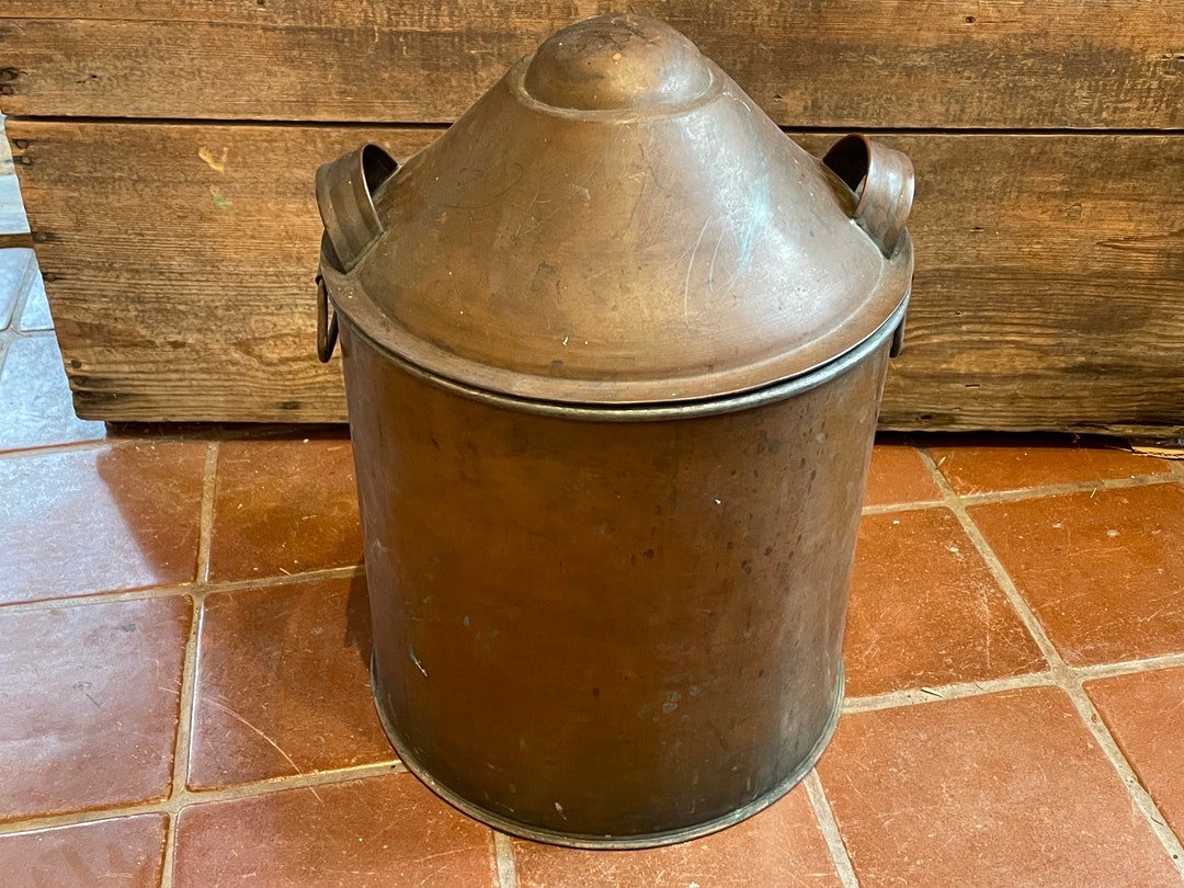 Vintage Late 1800's - Early 1900's Solid Copper Tin Lined Still/distiller Bucket With Handles ...