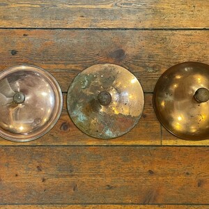Authentic Vintage 1950's Group of 3 Copper Cook Canister Lids With Wood ...