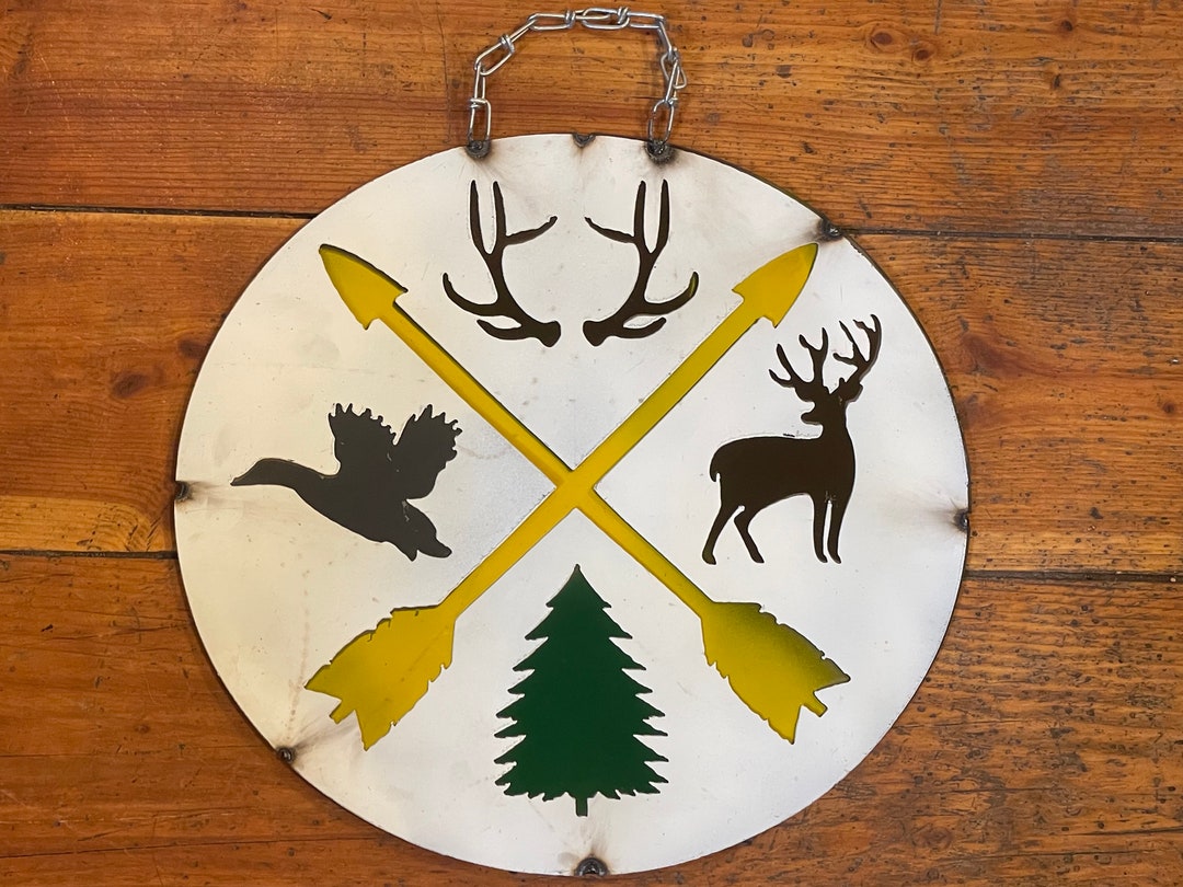 Handmade Shaped and Welded Metal Hunting Theme Sign - Cabin/lodge Style ...
