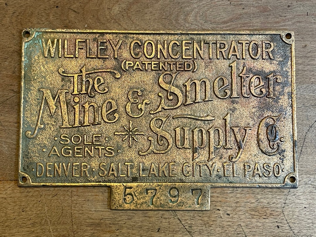 Authentic Vintage Late 1800's Early 1900's Brass Tag/plaque for Wilfley ...