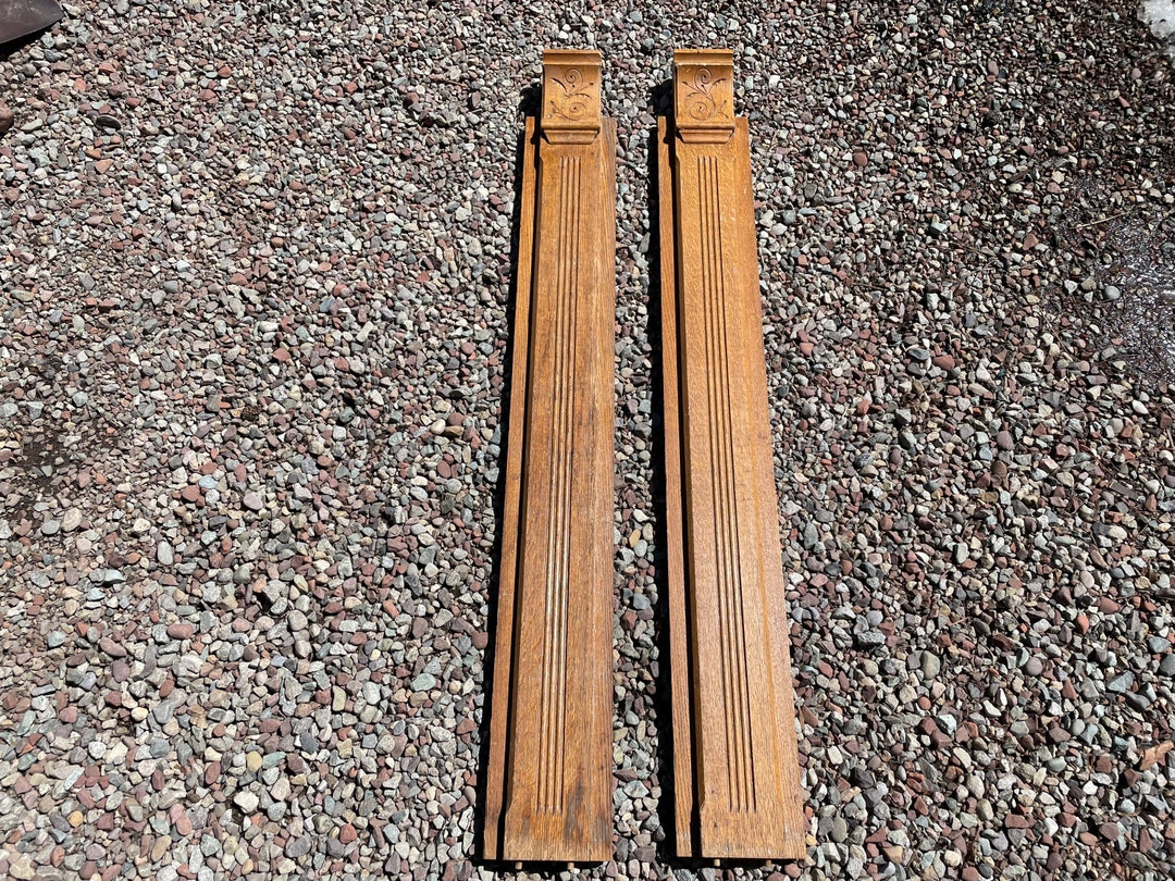 Pair Authentic Vintage Early 1900's Oak Flat Column Style Panels With ...