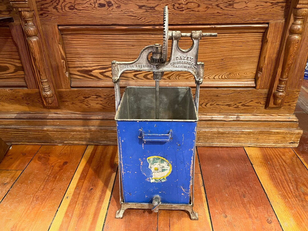 Authentic Vintage 1910's Dazey 3 Gallons Tin & Cast Iron Butter Churn ...