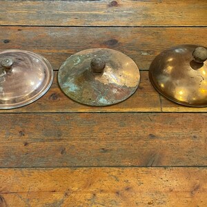 Authentic Vintage 1950's Group of 3 Copper Cook Canister Lids With Wood ...