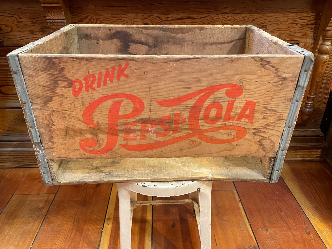 Auténtica caja/caja de botella de refresco Pepsi-Cola de madera vintage ...