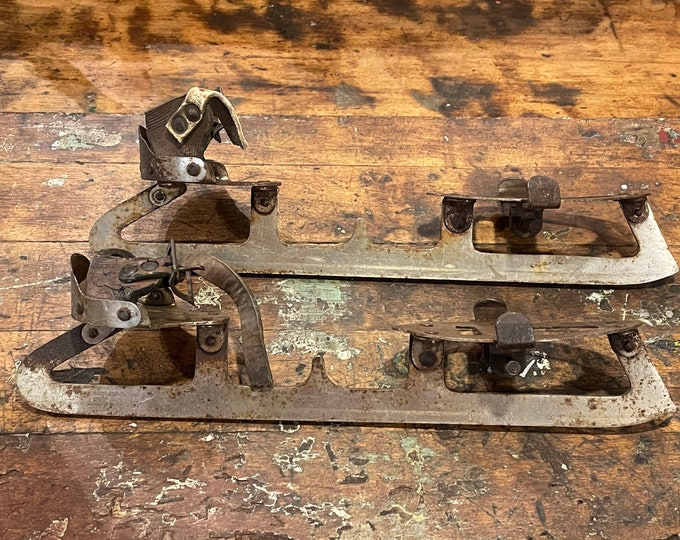 Authentic Vintage 1920's - 1930's Metal & Leather Strap-on Ice Skates ...
