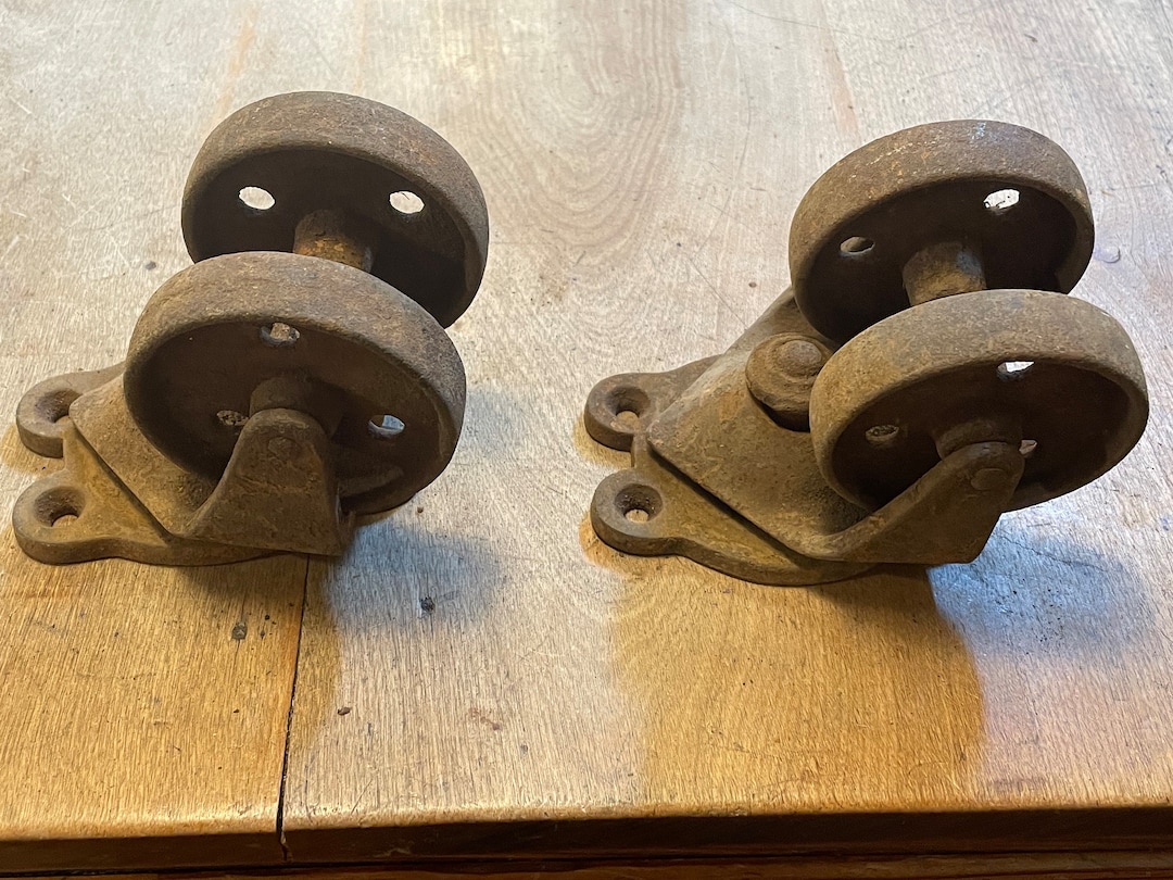 Pair Authentic Vintage 1930's - 1940's Heavy Duty Cast Iron Industrial ...