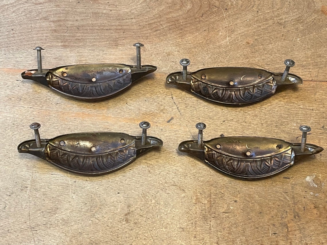 Authentic Quantity 4 Vintage 1920's - 1930's Art Deco Style Tin Pulls ...