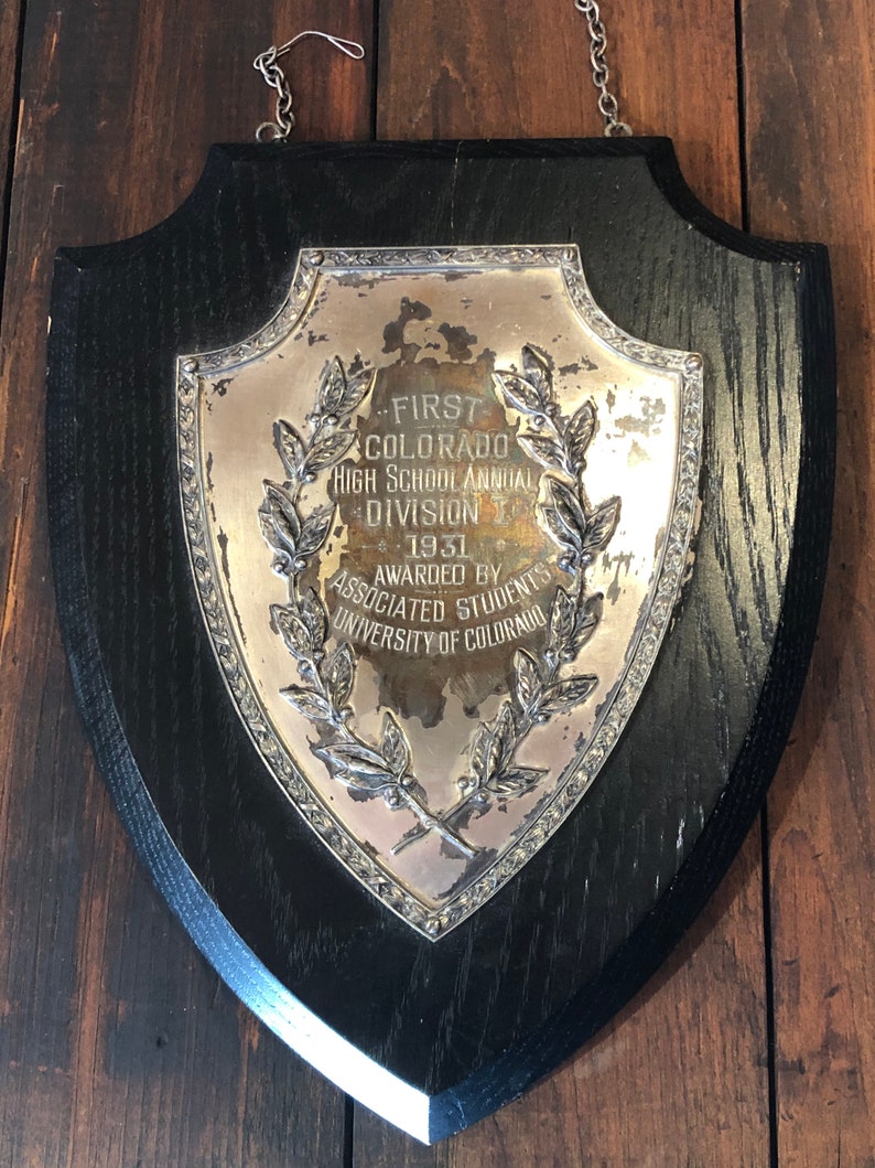 1931 Shield Shaped Silver Plated Award Plaque First Colorado - Etsy