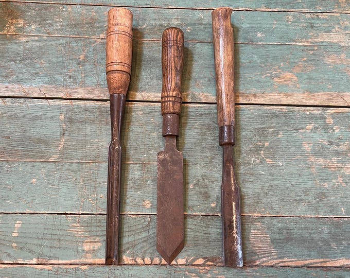 Quantity 3 Authentic Vintage 1920's - 1930's Wood Worker's Wood Handle ...