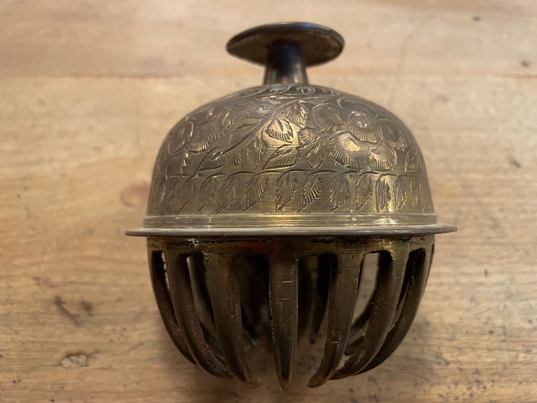 Authentic Vintage 1960's Solid Brass Hand Bell With Floral/flower ...