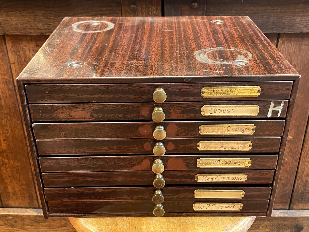 Authentic Vintage 1940's - 1950's Watchmaker's 8 Drawers Metal ...