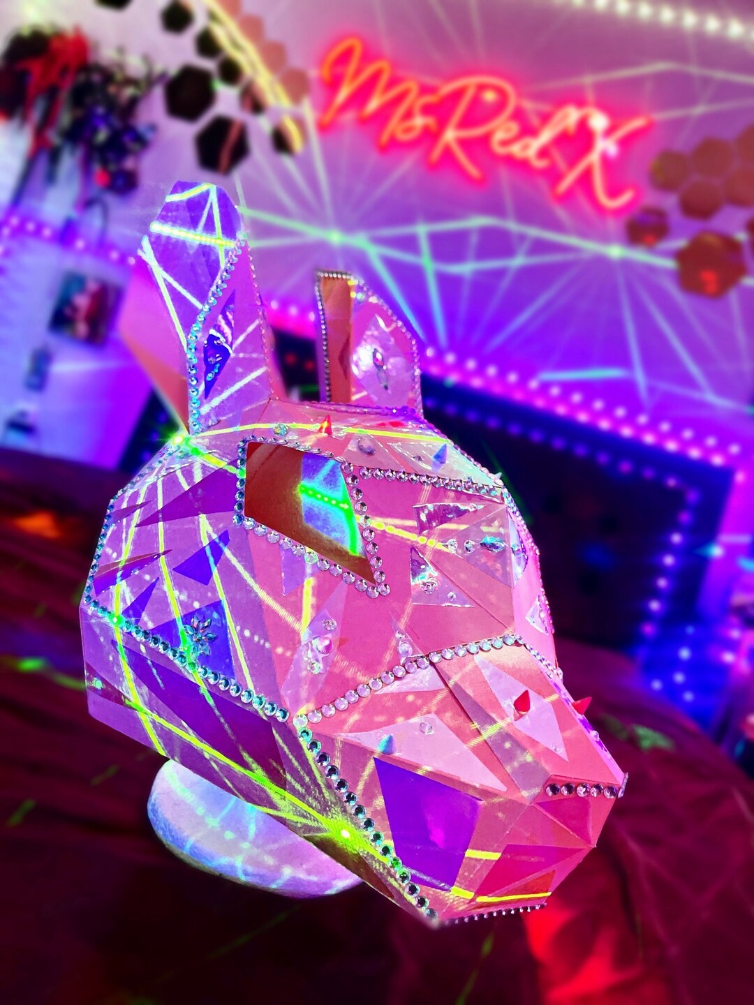 Party Pink Bunny Mask - Etsy