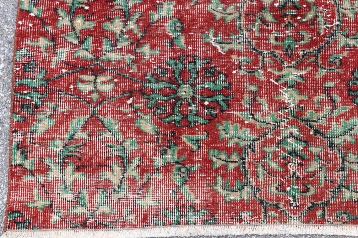 Turkish Vintage rug Red area rug Home decor rug 3.6 x 6.5 | Etsy
