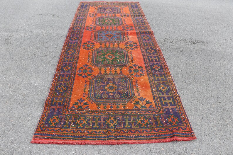 Vintage Rug Orange Rug Entryway Rug Turkish Rug 4.4 X 11.3 - Etsy