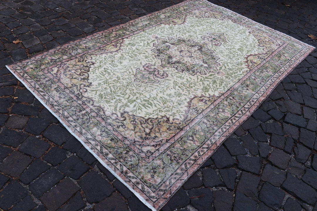 Turkish Rug Vintage Rug Green Rug Tribal Rug 5.6 X 8.8 Ft - Etsy