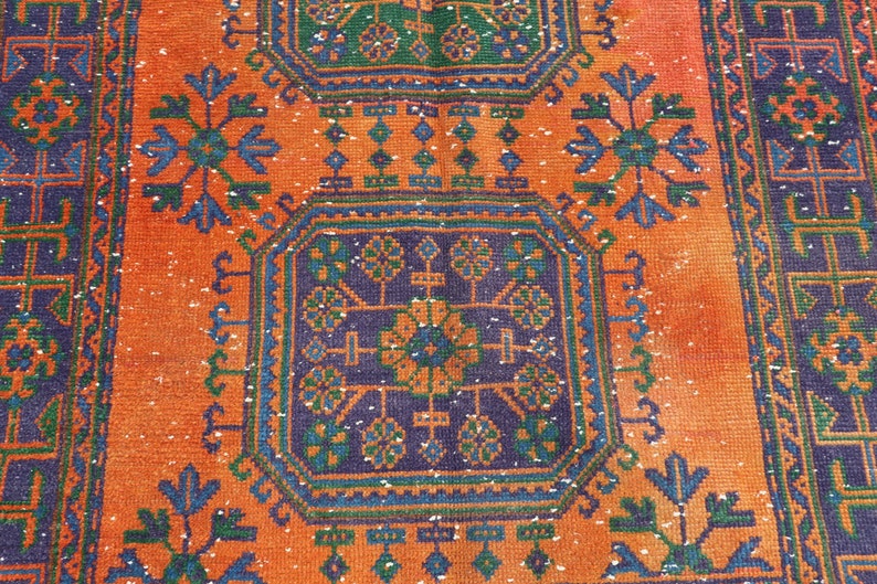 Vintage Rug Orange Rug Entryway Rug Turkish Rug 4.4 X 11.3 - Etsy