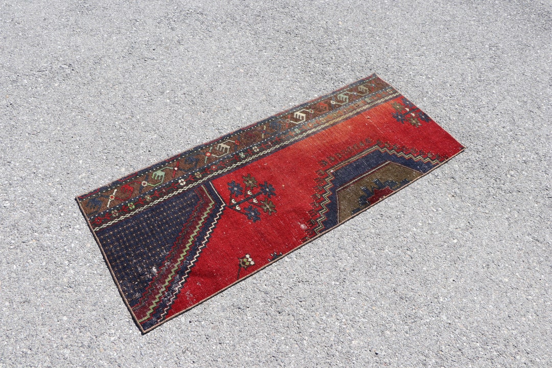 Vintage Aztec Rug, Oushak Rug, 1.9 X 4.8 Feet, FREE SHIPPING, Anatolain ...