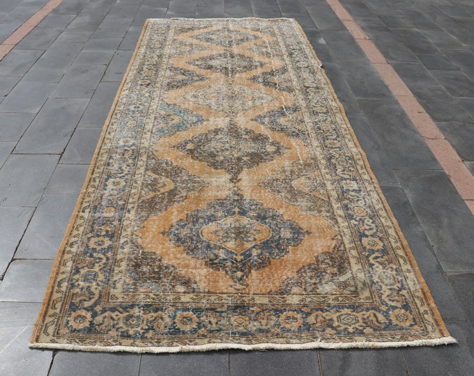 Unique Runner Area Rug, Vintage Turkish Rug, Free Shipping 4.9 X 12.1 ...