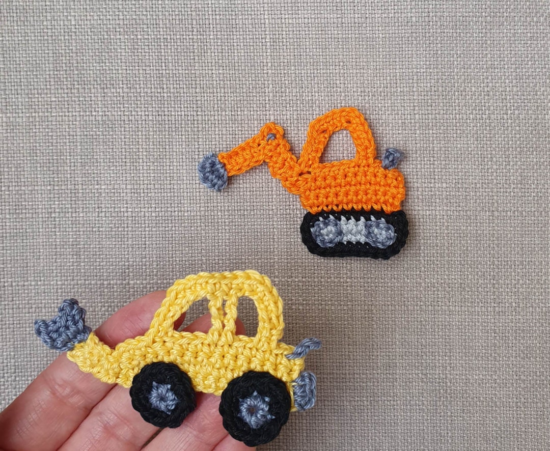 Small Excavator Patch, Crochet Application Construction Site, Crocheted ...