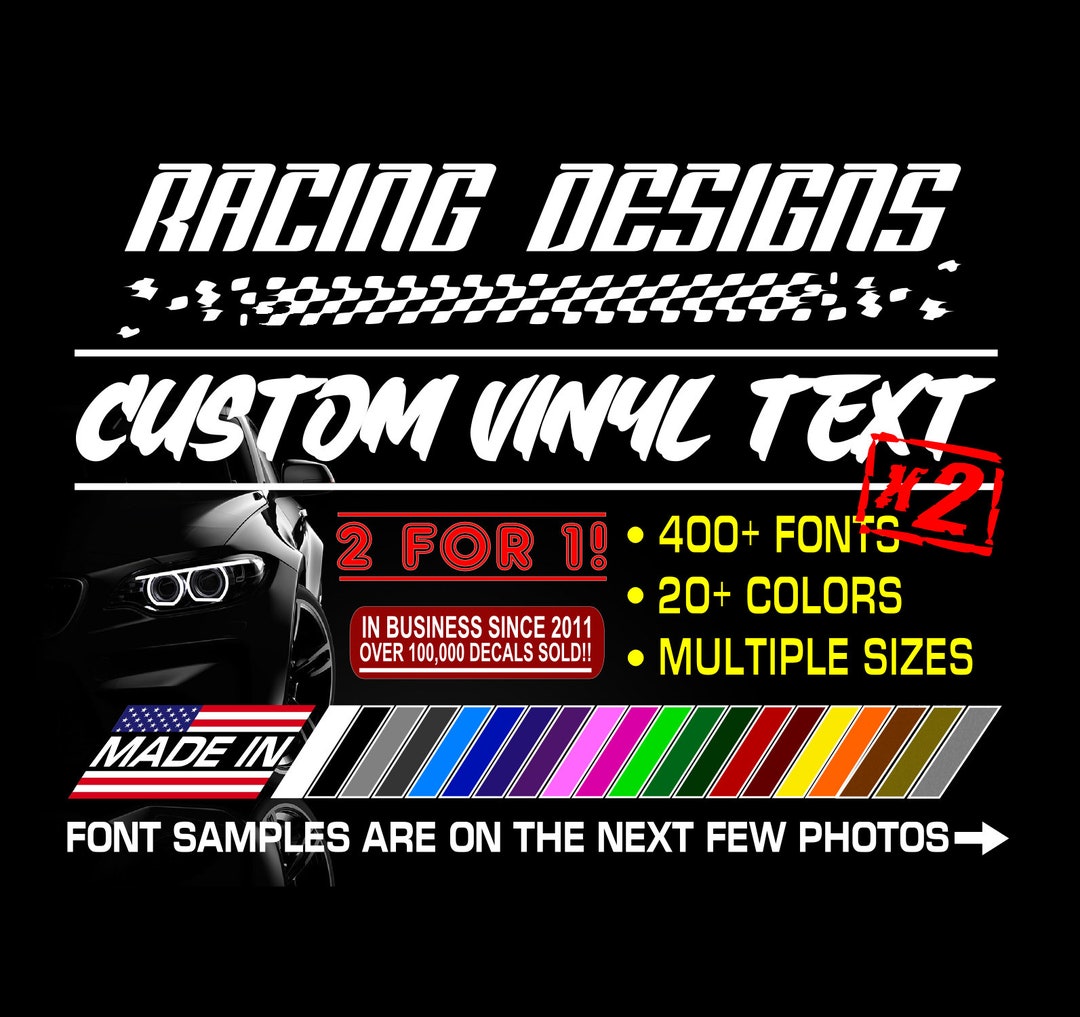 2 for 1! BOGO! Custom Vinyl Decal RACING Personalized Script Lettering ...