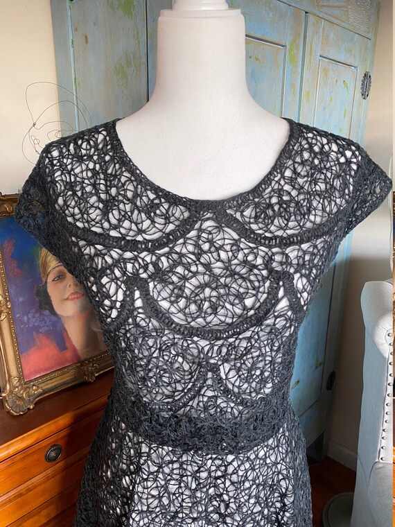 1950s Black Ribbon Dress - Gem