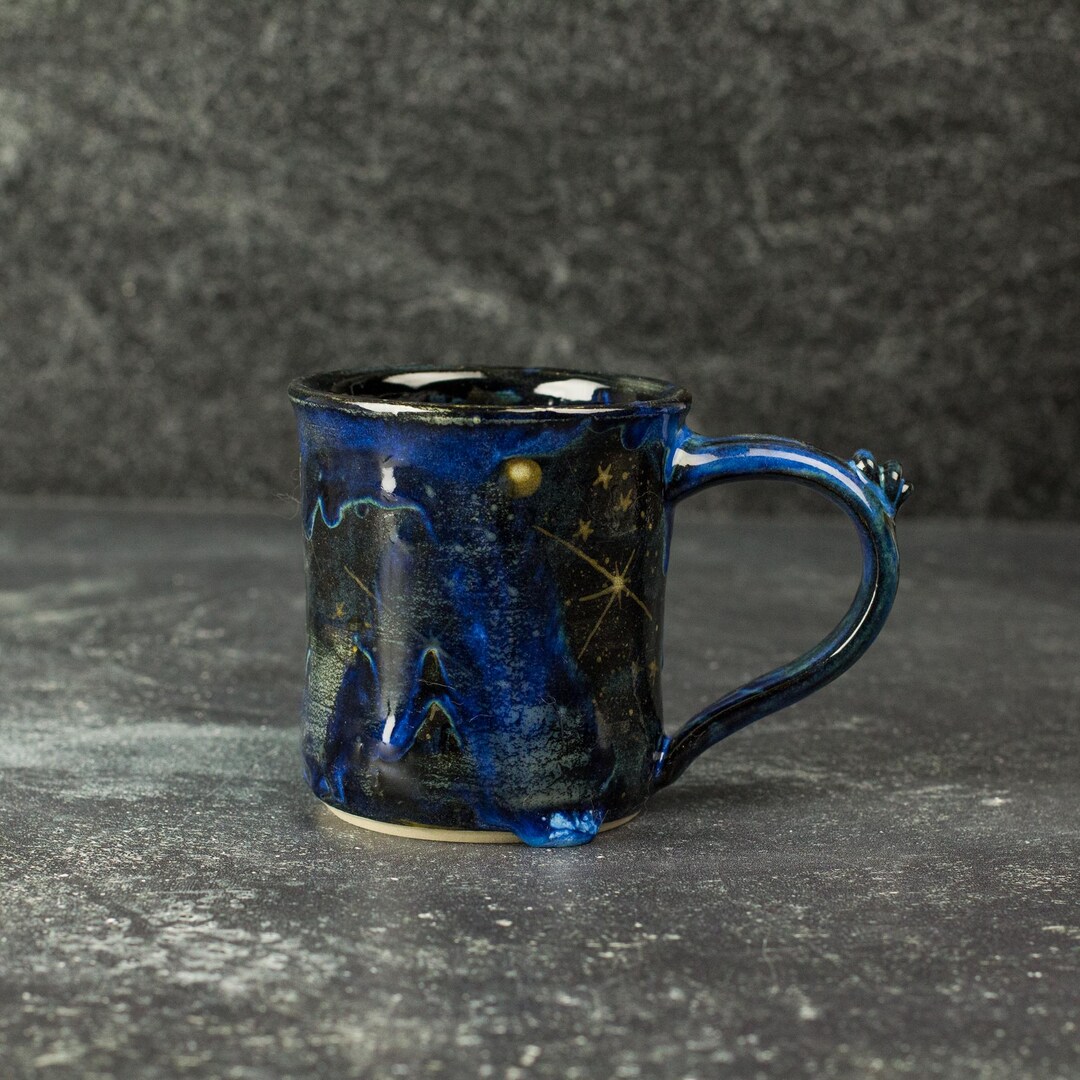 Ceramic Starry Night Galaxy Mug With Cosmic Blues and Stars, 11 Oz Mug ...