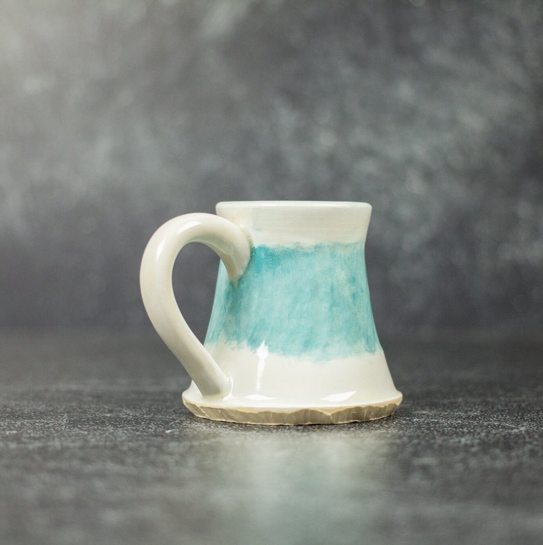 Ceramic Cream Pitcher With Turquoise Green and White, Bud Vase, Gift ...