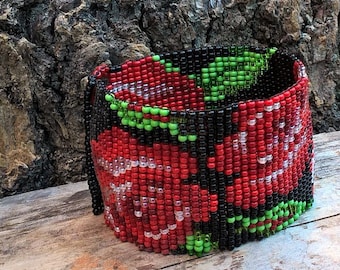 Rose Bracelet Bead Pattern for Loom or Square Stitch in Two - Etsy