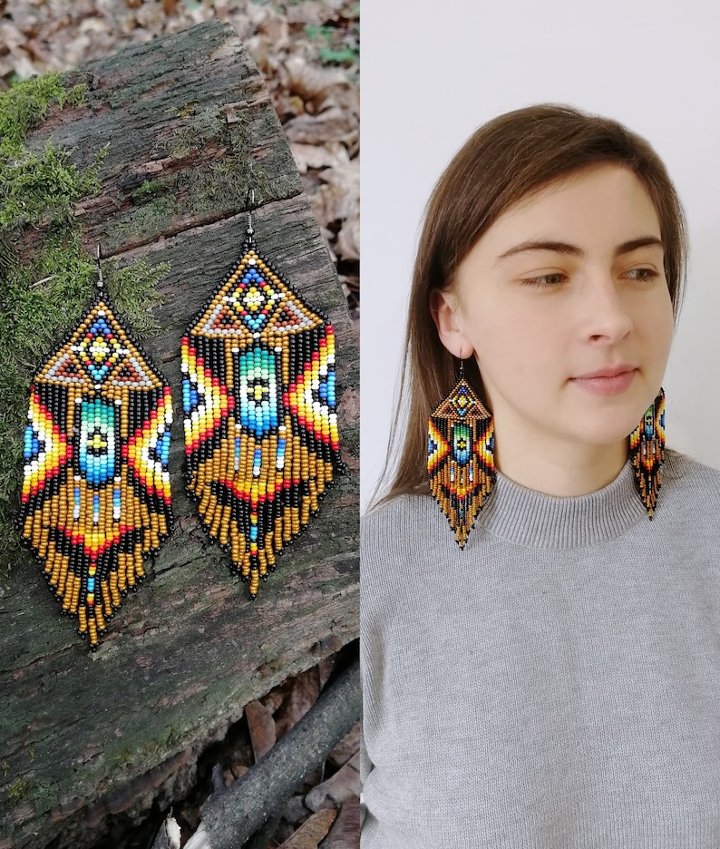 Cherokee Style Native America Inspired Bead Earrings Native - Etsy