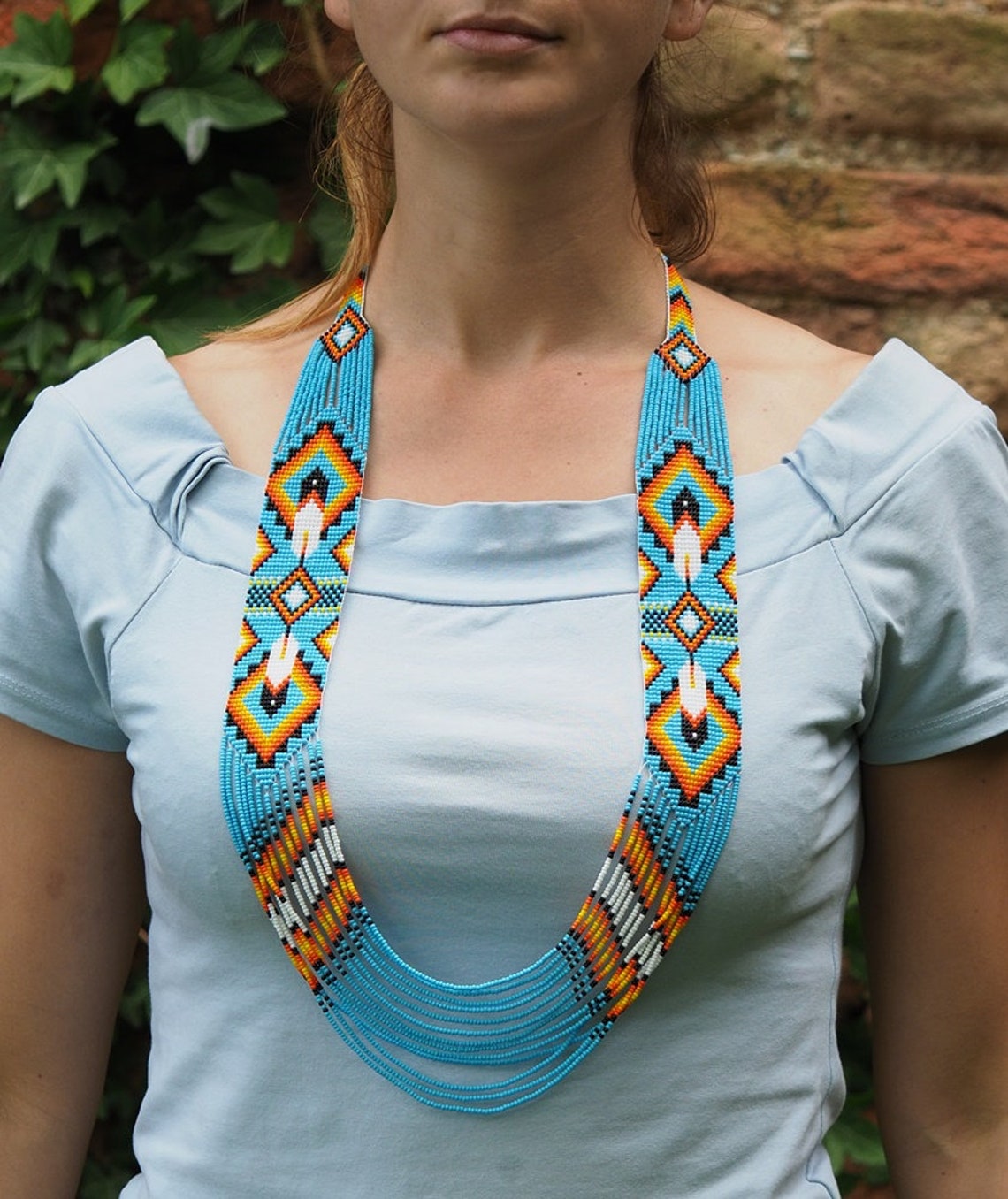 Cherokee Style Native American Bead Necklace Inspired Bead | Etsy UK